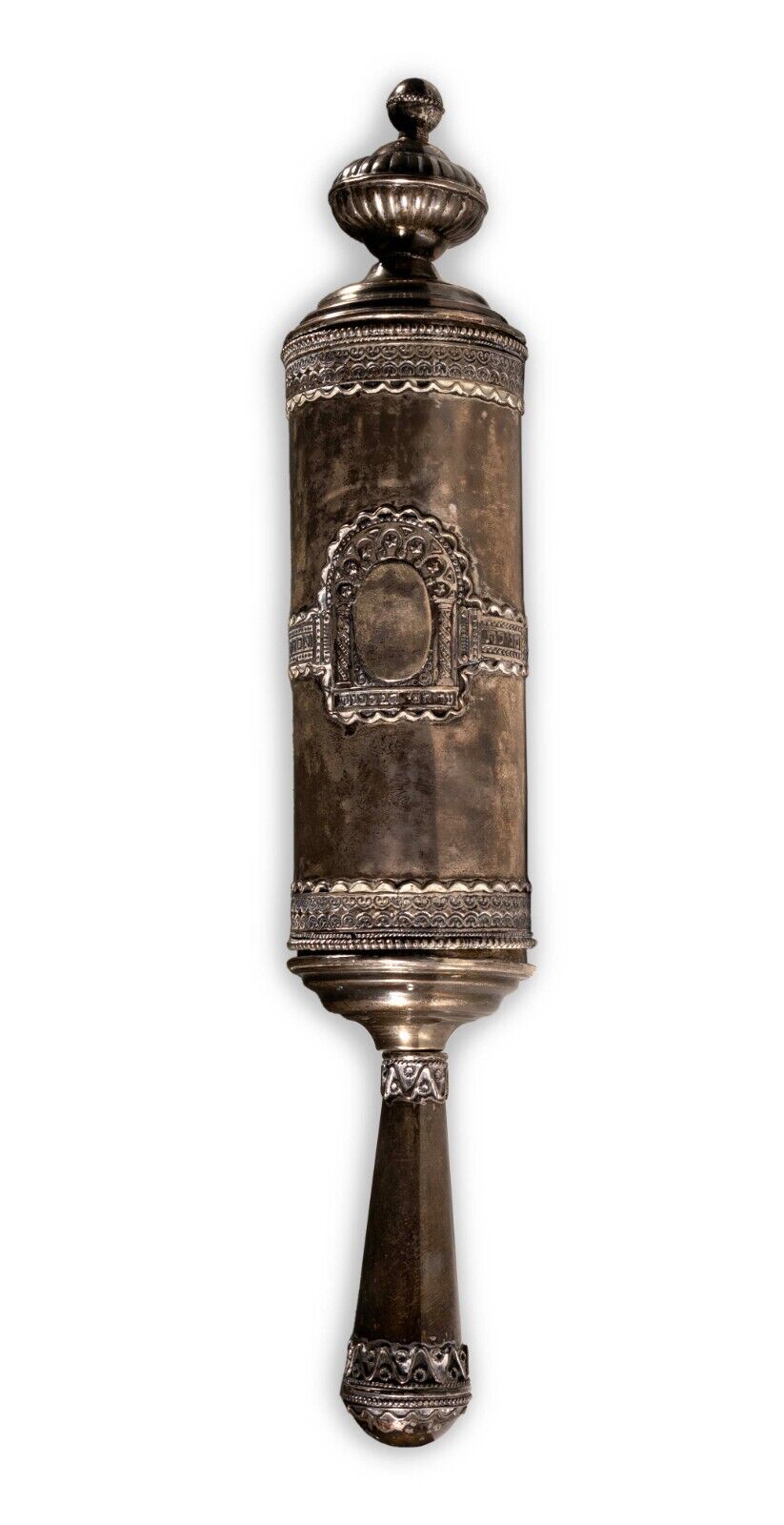 Antique Bezalel Silver Megillah Case with Scroll Jerusalem Judica Coll