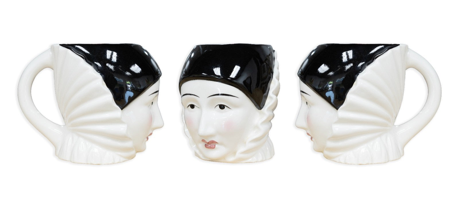 Taste Setter Sigma - Set of Pierrot Mugs, c. 1980s Ceramic Mime Clown