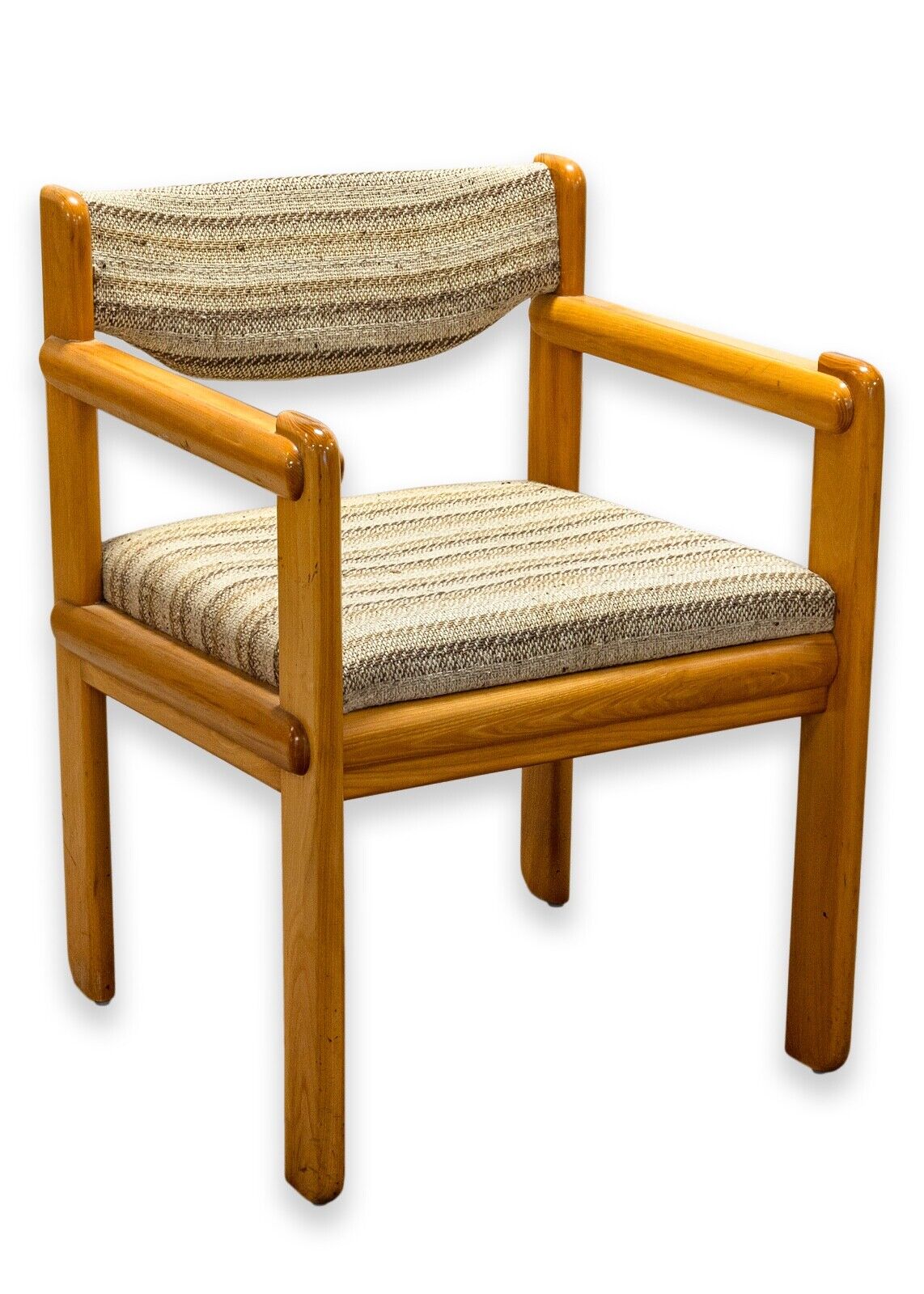 Ralph Rye for Thonet Solid Elm Armchair with Brown Striped Upholstery