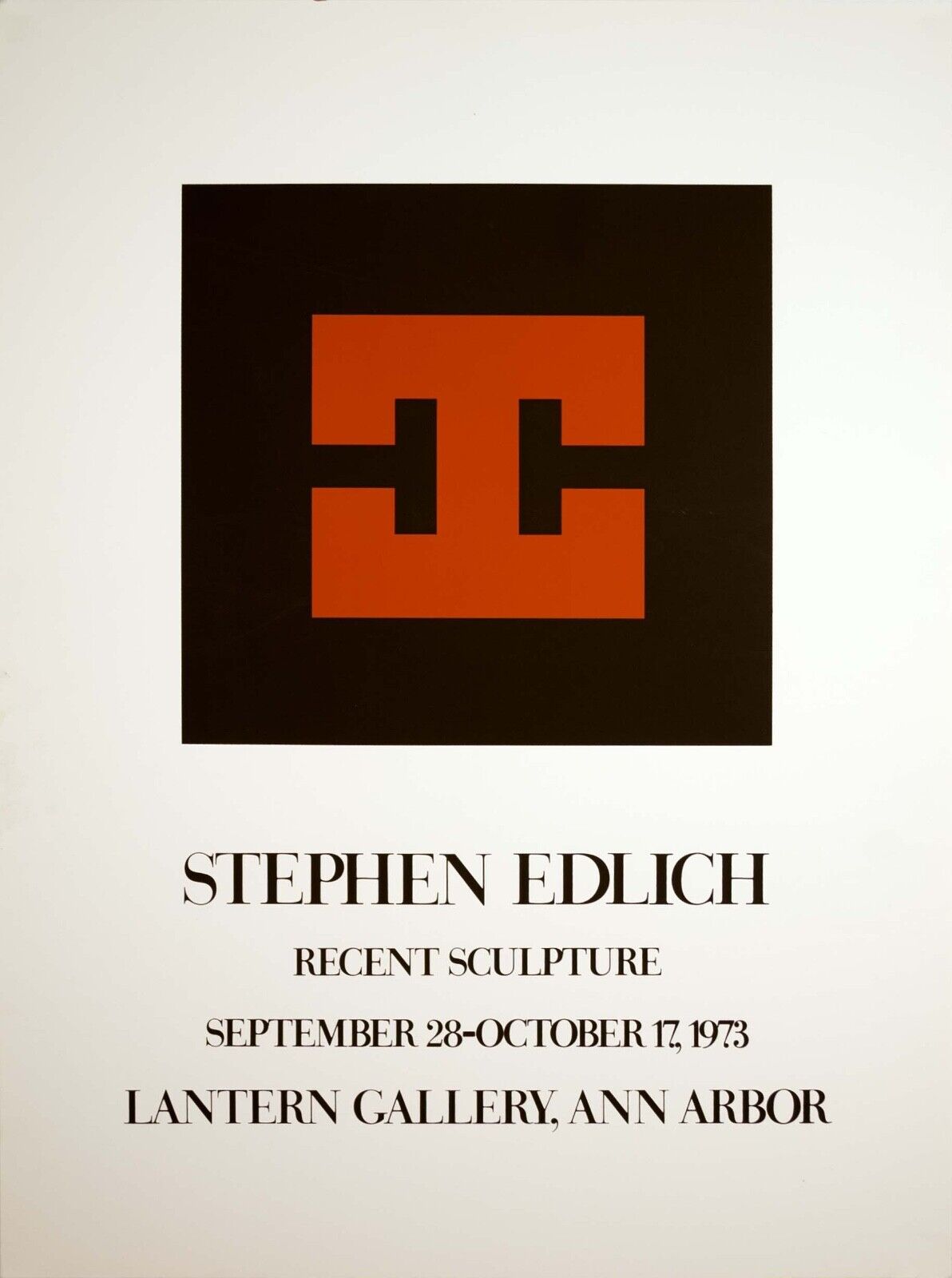 Stephen Edlich Recent Sculpture (White) Lithographic Exhibition Poster