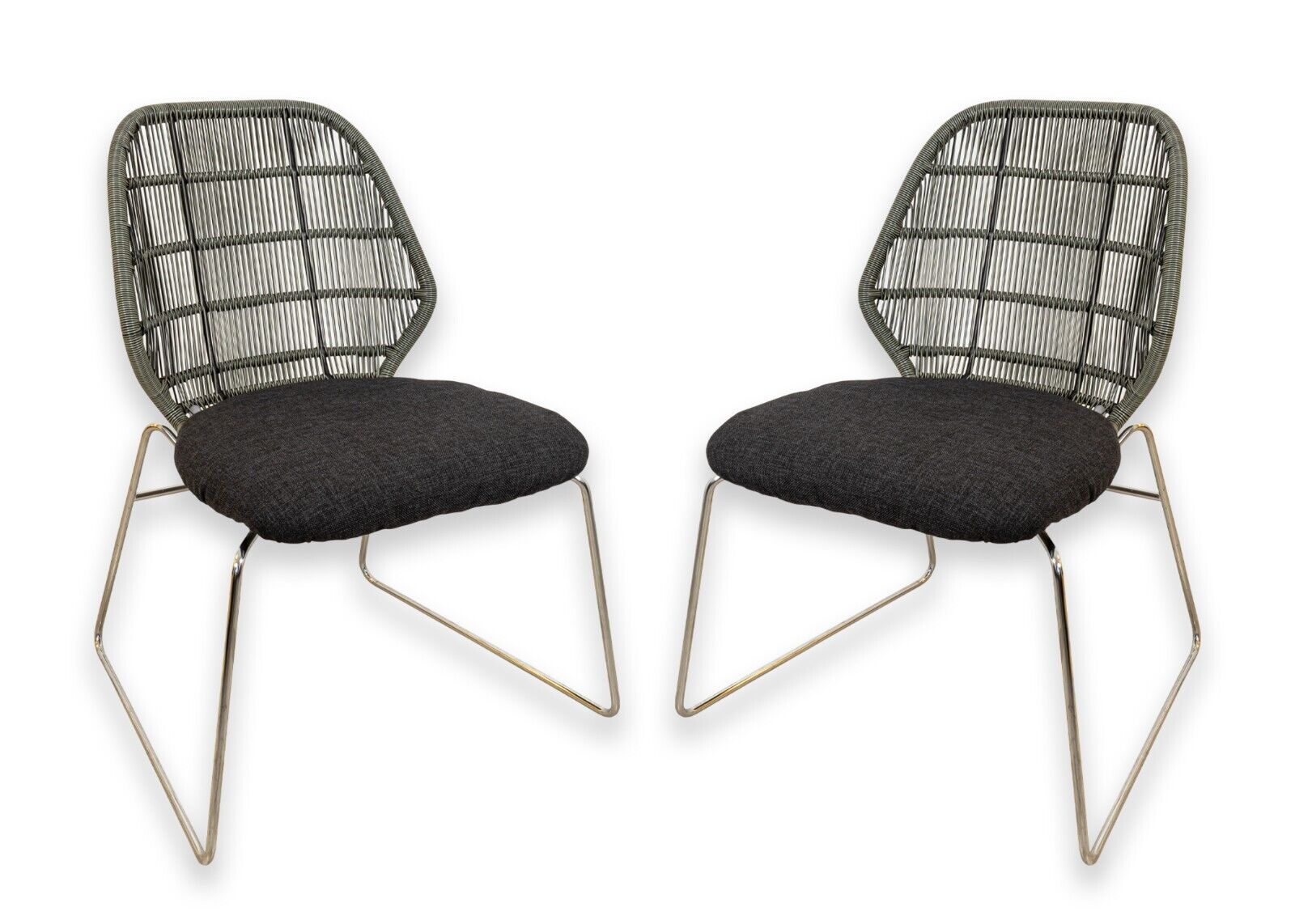 Pair of B&B Italia Contemporary Modern Crinoline and Stainless Steel C