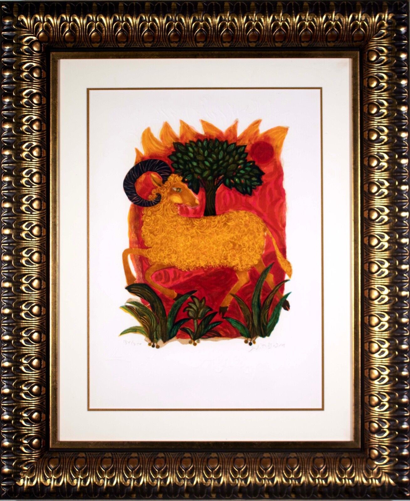 Contemporary Modern Judith Bledsoe "Aries" Framed Lithograph